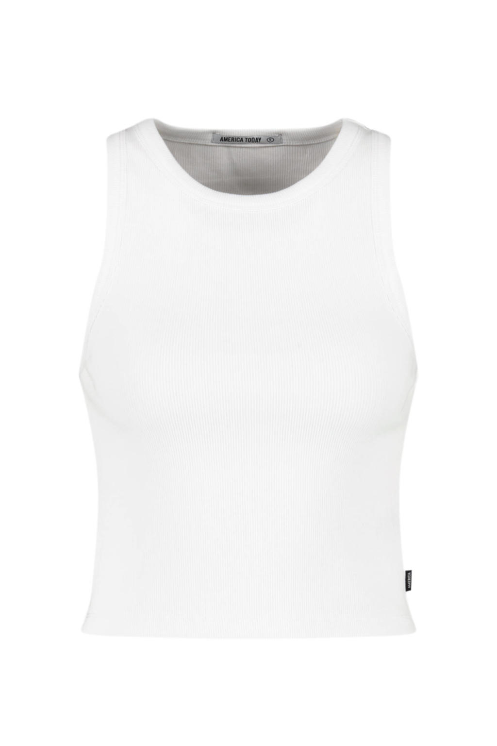 America Today ribgebreide crop top wit | wehkamp