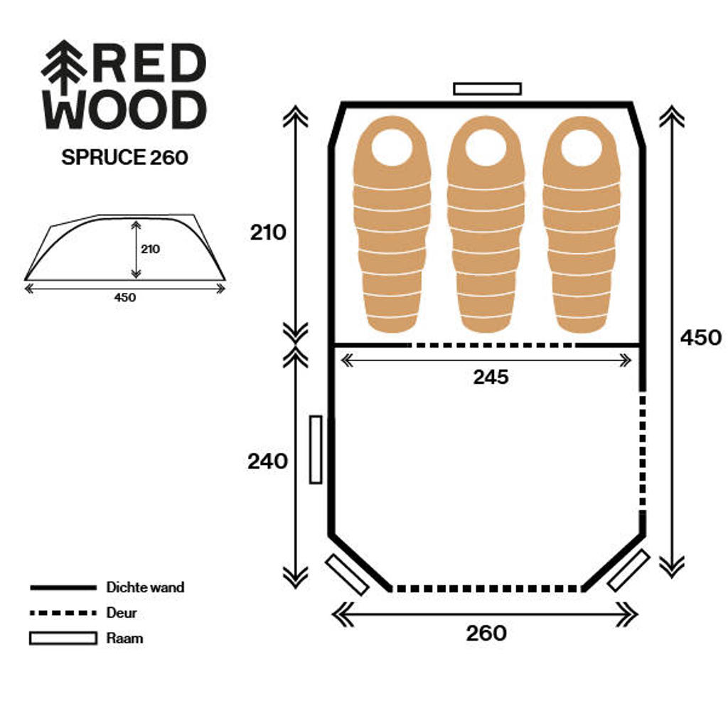 Redwood Redwood Spruce 260 TC Tunneltent - Familie tunnel tenten | wehkamp