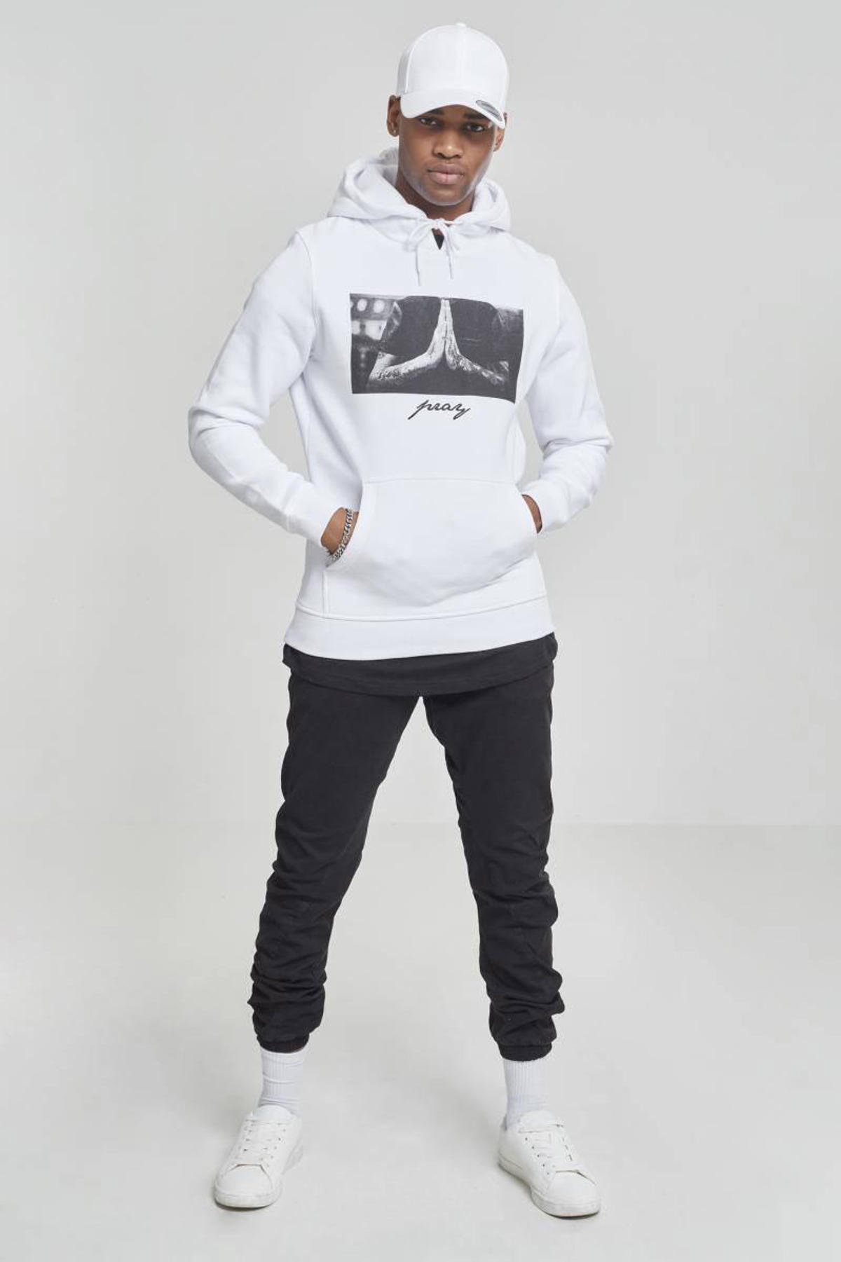 Mister Tee hoodie Pray met printopdruk wit | wehkamp