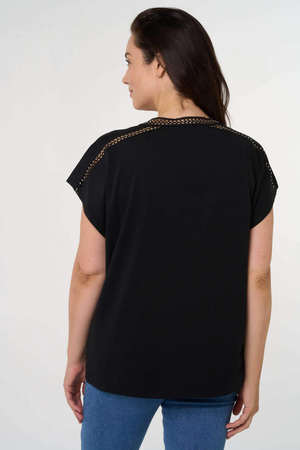 MS Mode top met open detail zwart | wehkamp