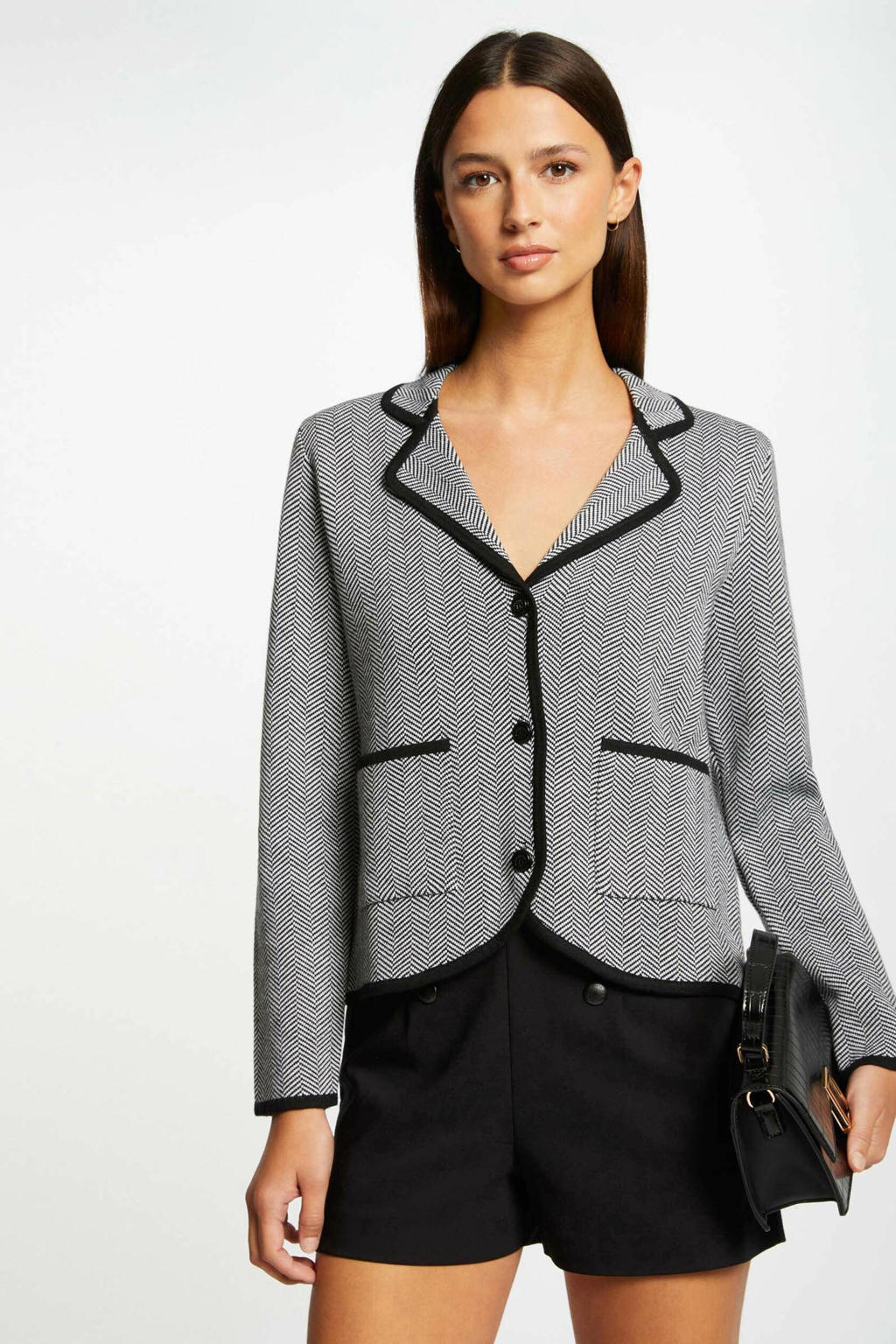 Morgan vest met contrastbies zwart/ wit | wehkamp