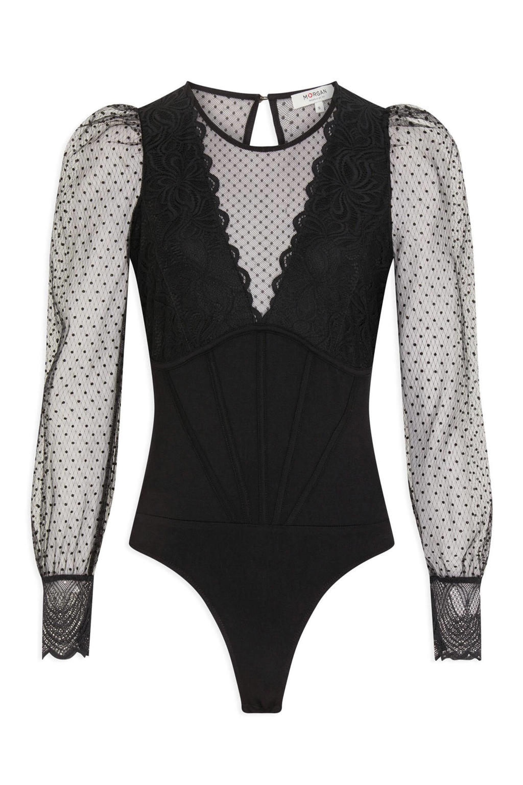 Morgan semi-transparante body zwart | wehkamp