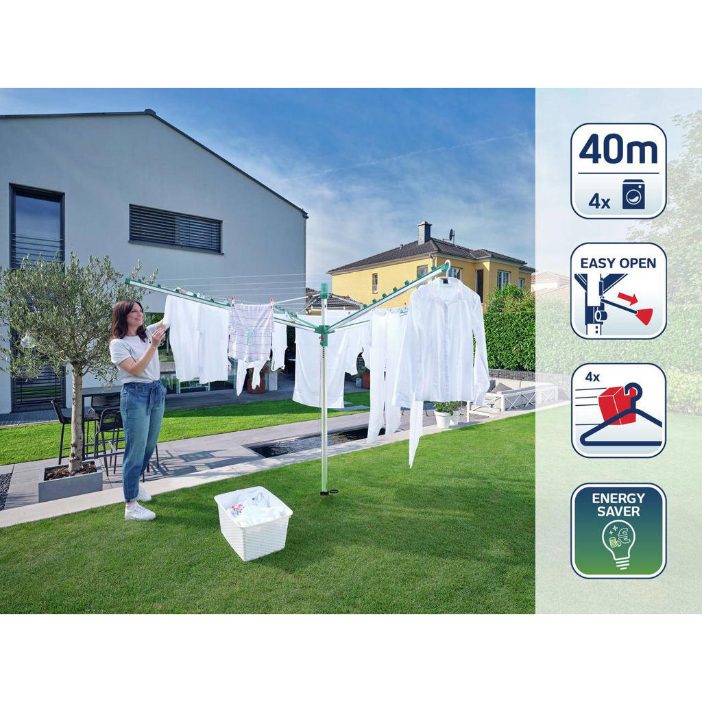 Leifheit droogmolen Linomatic 400 incl. bodemhuls - 40 m | wehkamp