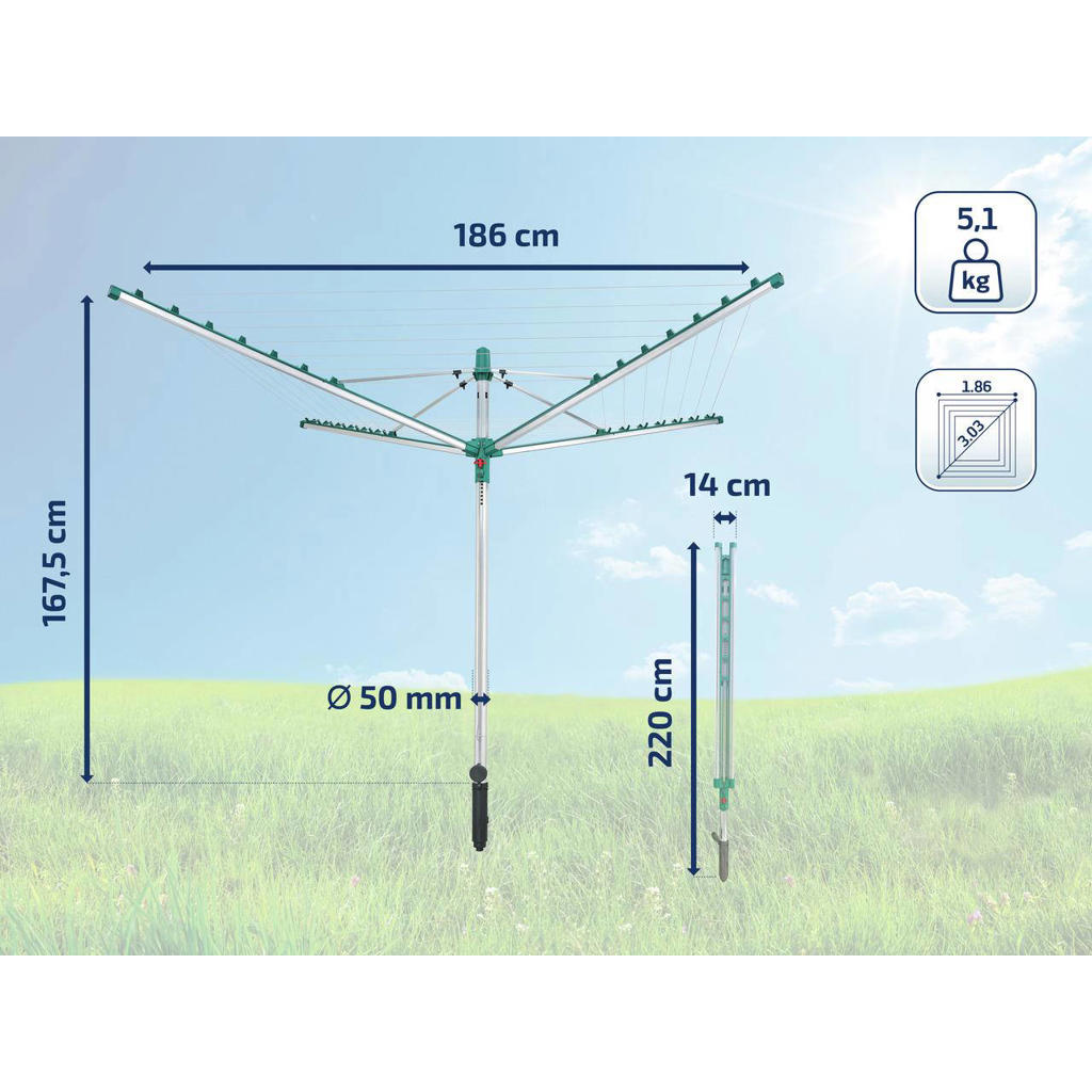 Leifheit droogmolen Linomatic 400 incl. bodemhuls - 40 m | wehkamp