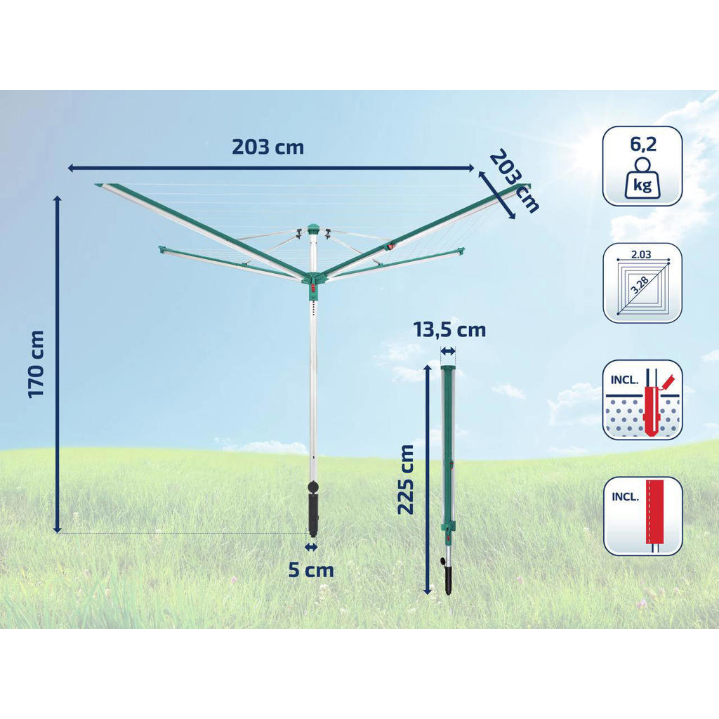 Leifheit droogmolen Linomatic 500 Deluxe incl. bodemhuls en ...