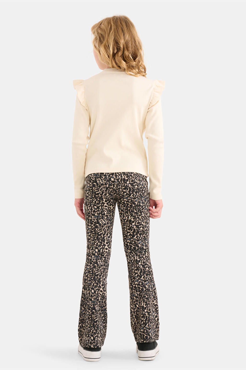 Shoeby flared broek met dierenprint beige/bruin/zwart | wehkamp