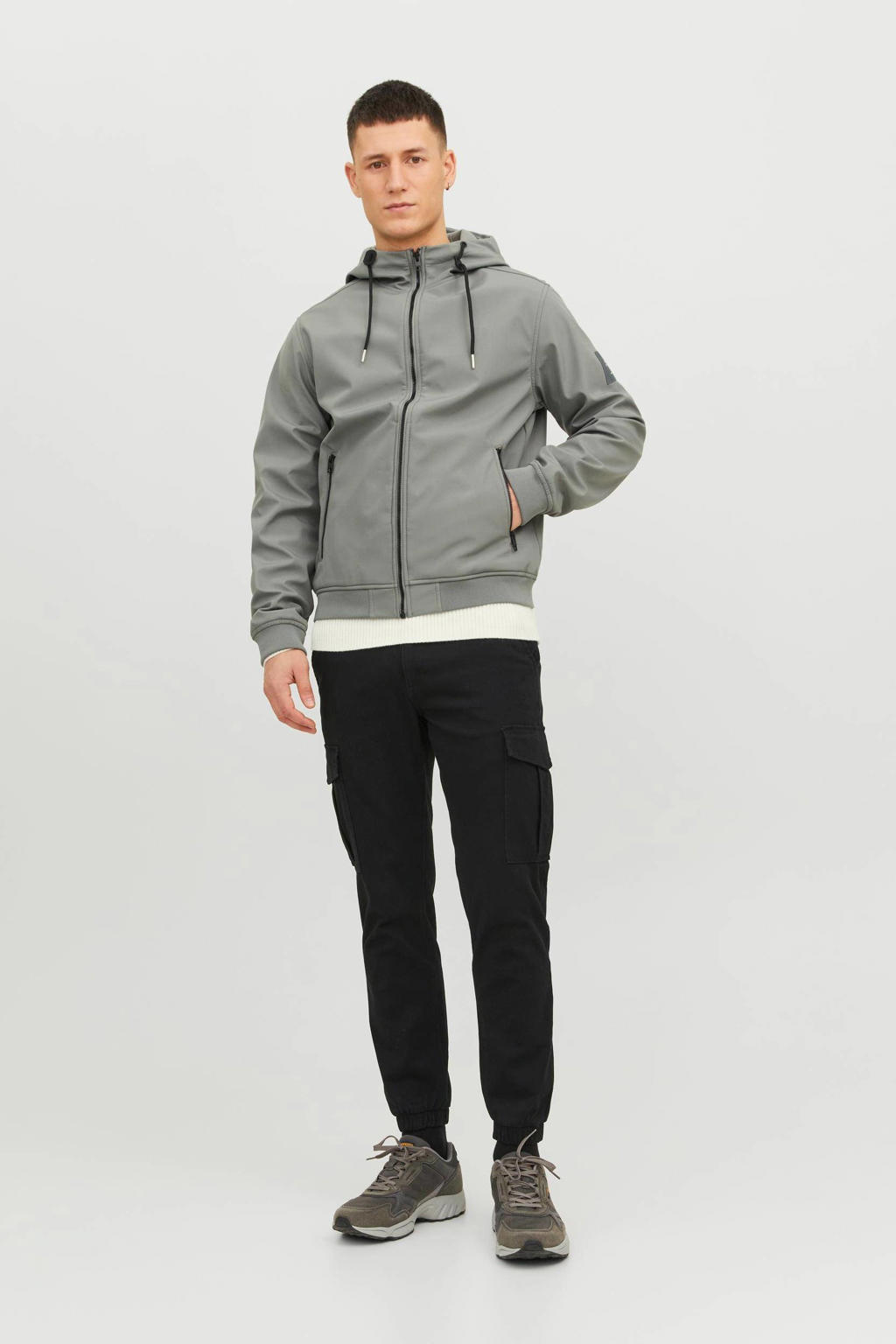 JACK & JONES ESSENTIALS softshell jas JJEBASIC grijs | wehkamp