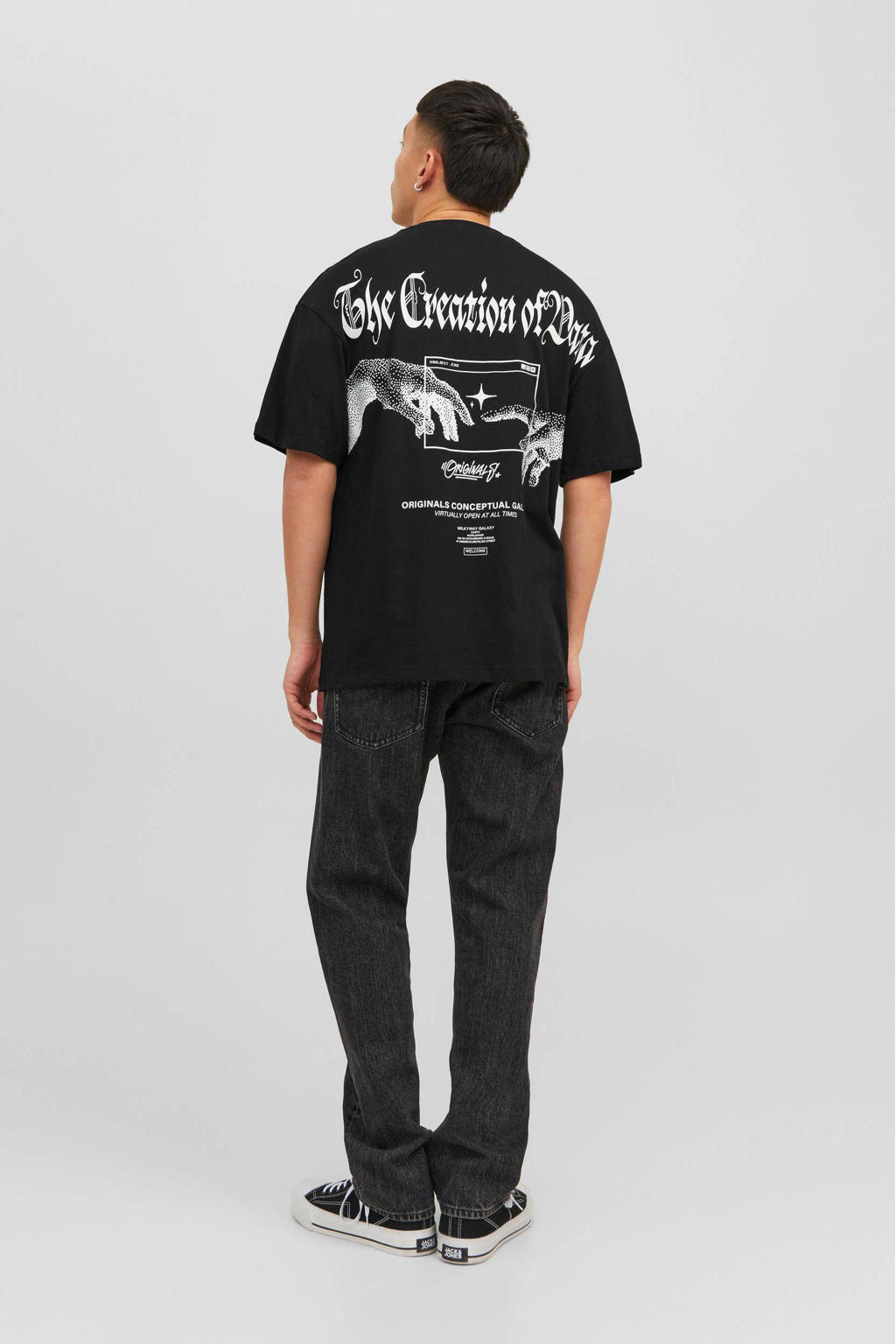 JACK & JONES ORIGINALS oversized T-shirt JORMAGNUM met backprint zwart ...