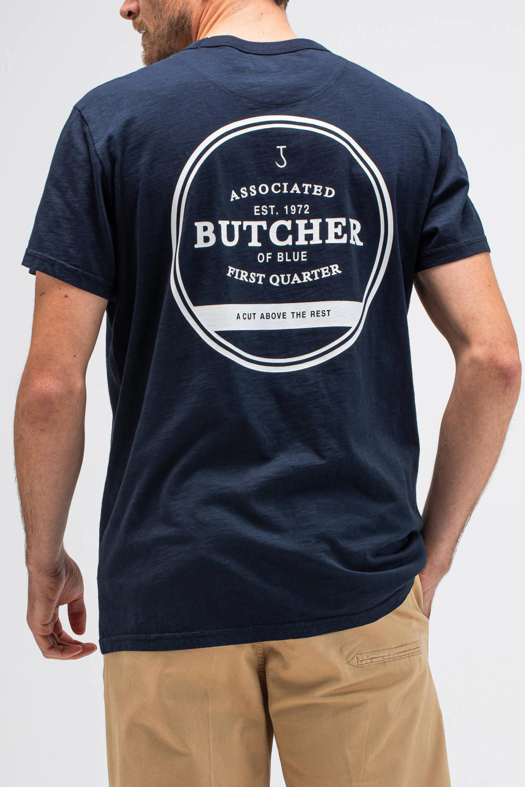 Butcher of Blue T-shirt Army Amstel met backprint alaska blue | wehkamp
