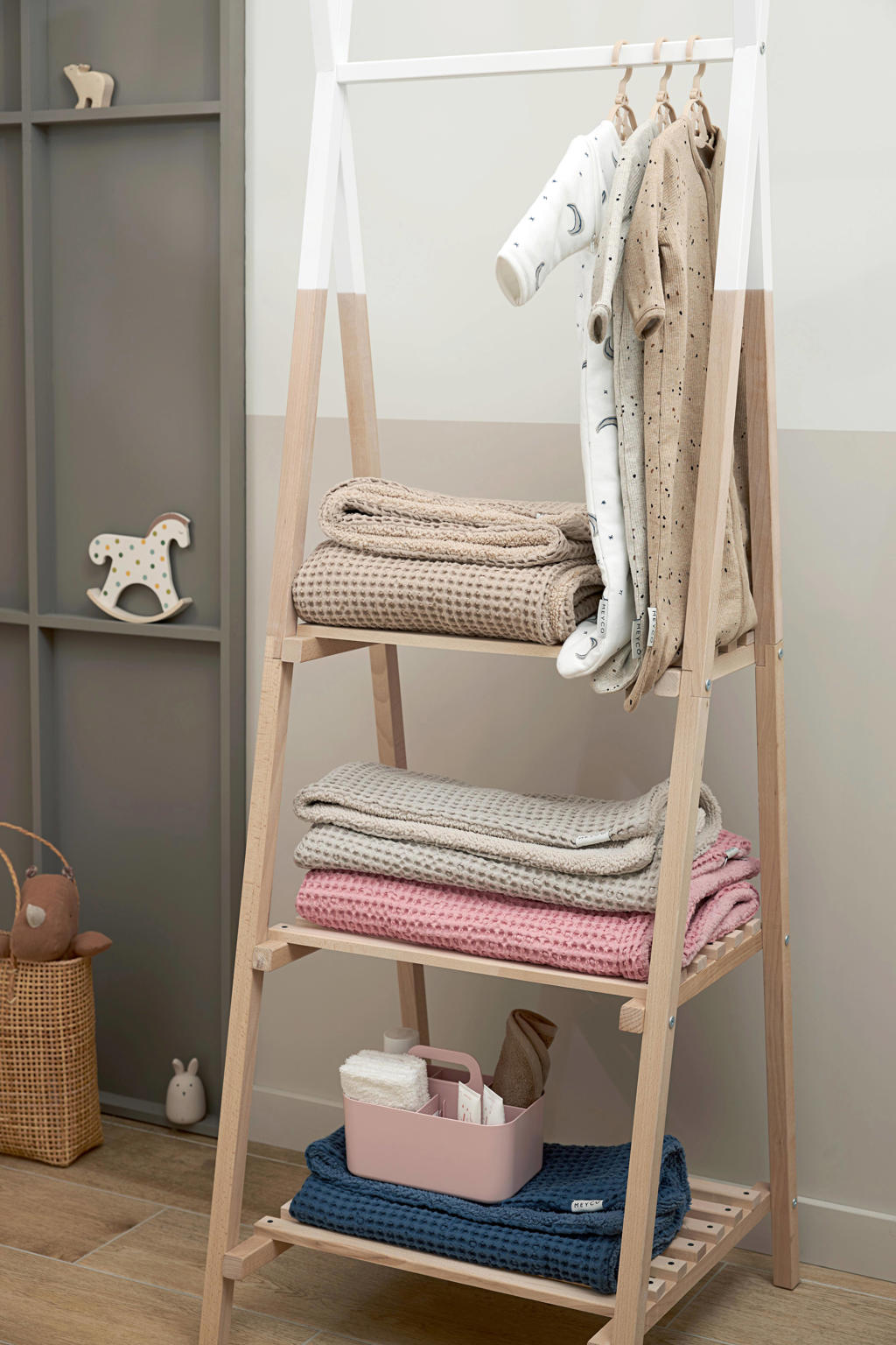 Meyco baby slaapzak Rib Mini Spot toffee melange | wehkamp