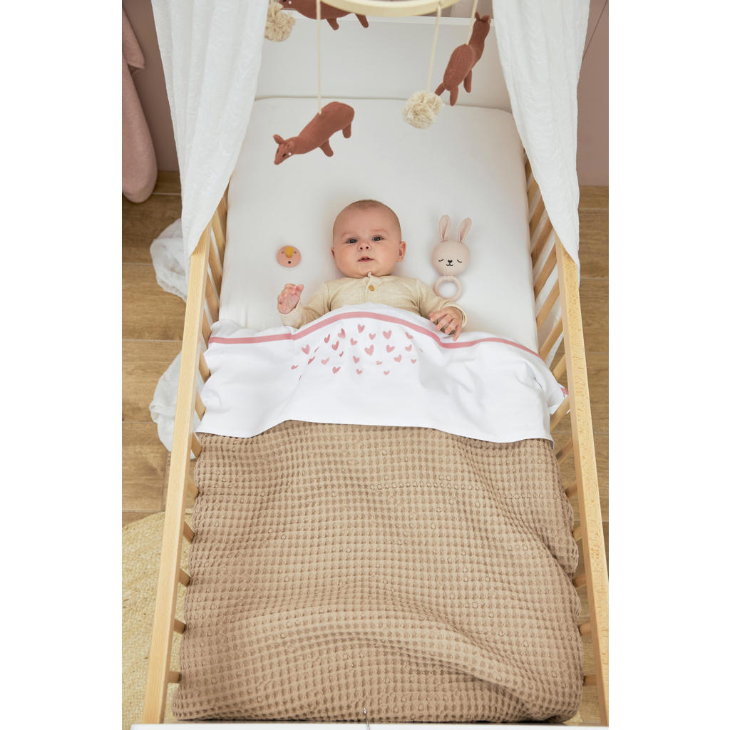 Meyco baby ledikantdeken wafel teddy sand | wehkamp