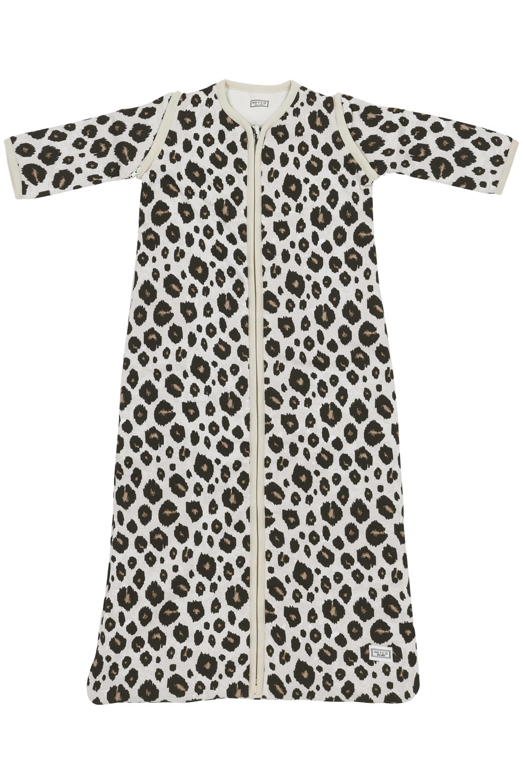 Meyco baby slaapzak met afritsbare mouwen Leopard sand melange | wehkamp
