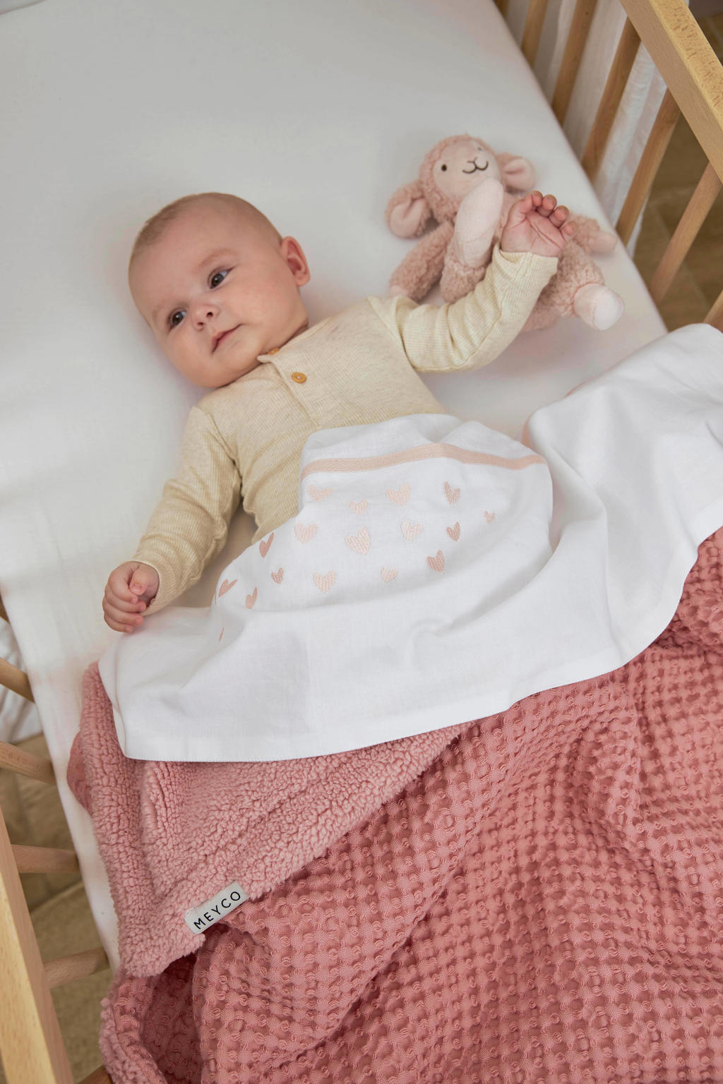 Meyco baby wieglaken Hearts soft pink | wehkamp
