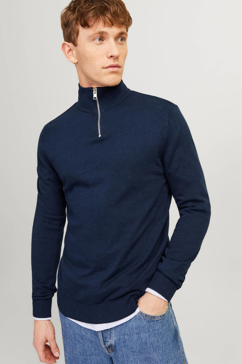 JACK & JONES ESSENTIALS trui JJEEMIL navy blazer | wehkamp