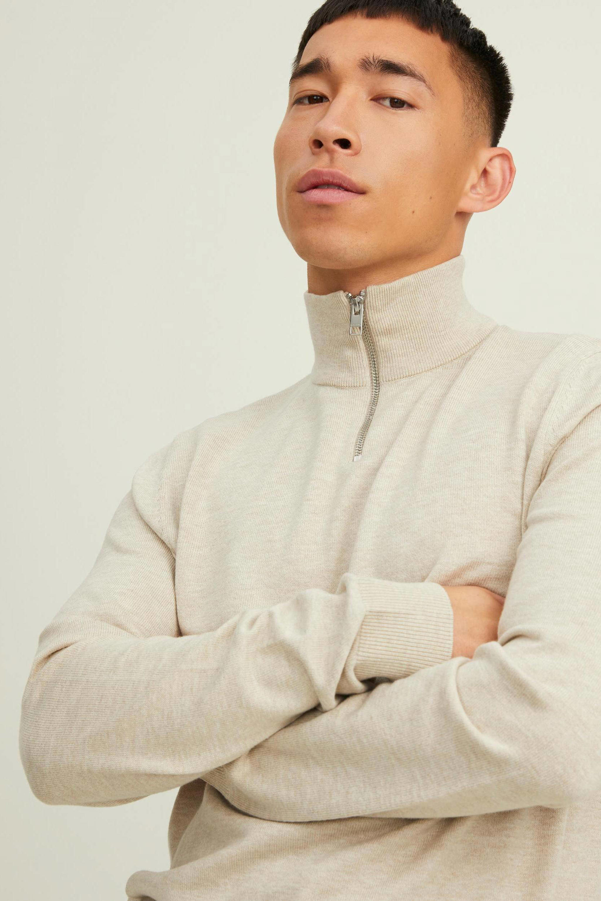 JACK & JONES ESSENTIALS trui JJEEMIL oatmeal | wehkamp