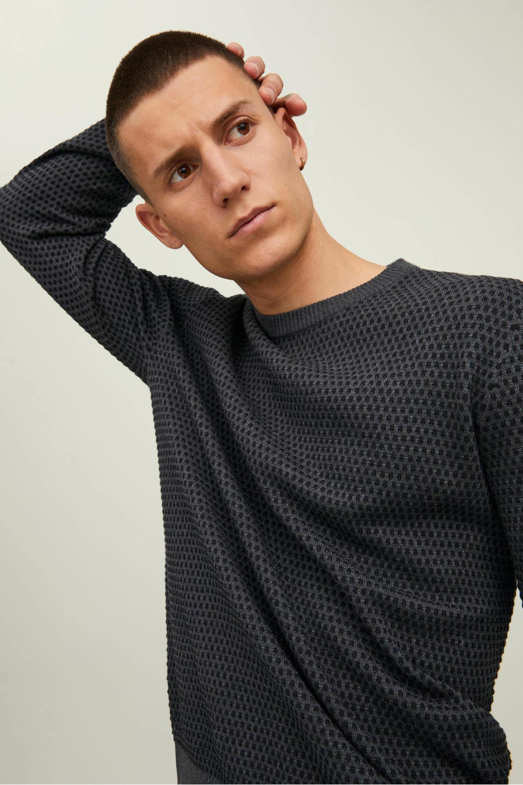 JACK & JONES ESSENTIALS trui JJEATLAS donkergrijs melange | wehkamp