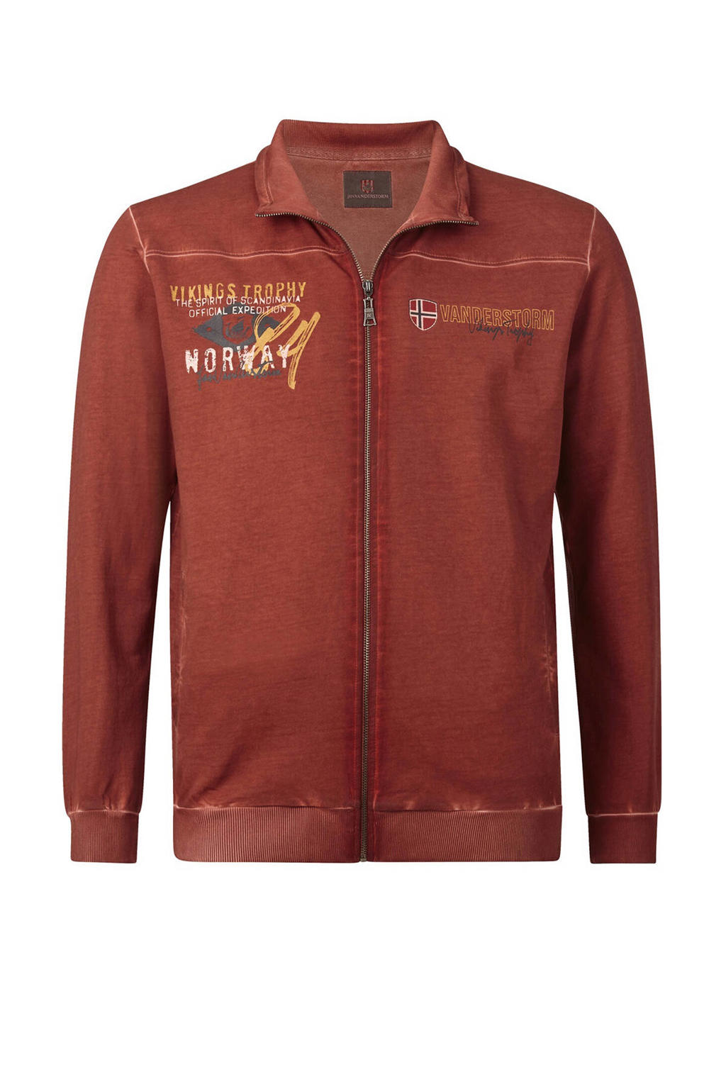 Jan Vanderstorm +FIT Collectie sweatvest SIVID Plus Size donkerrood ...