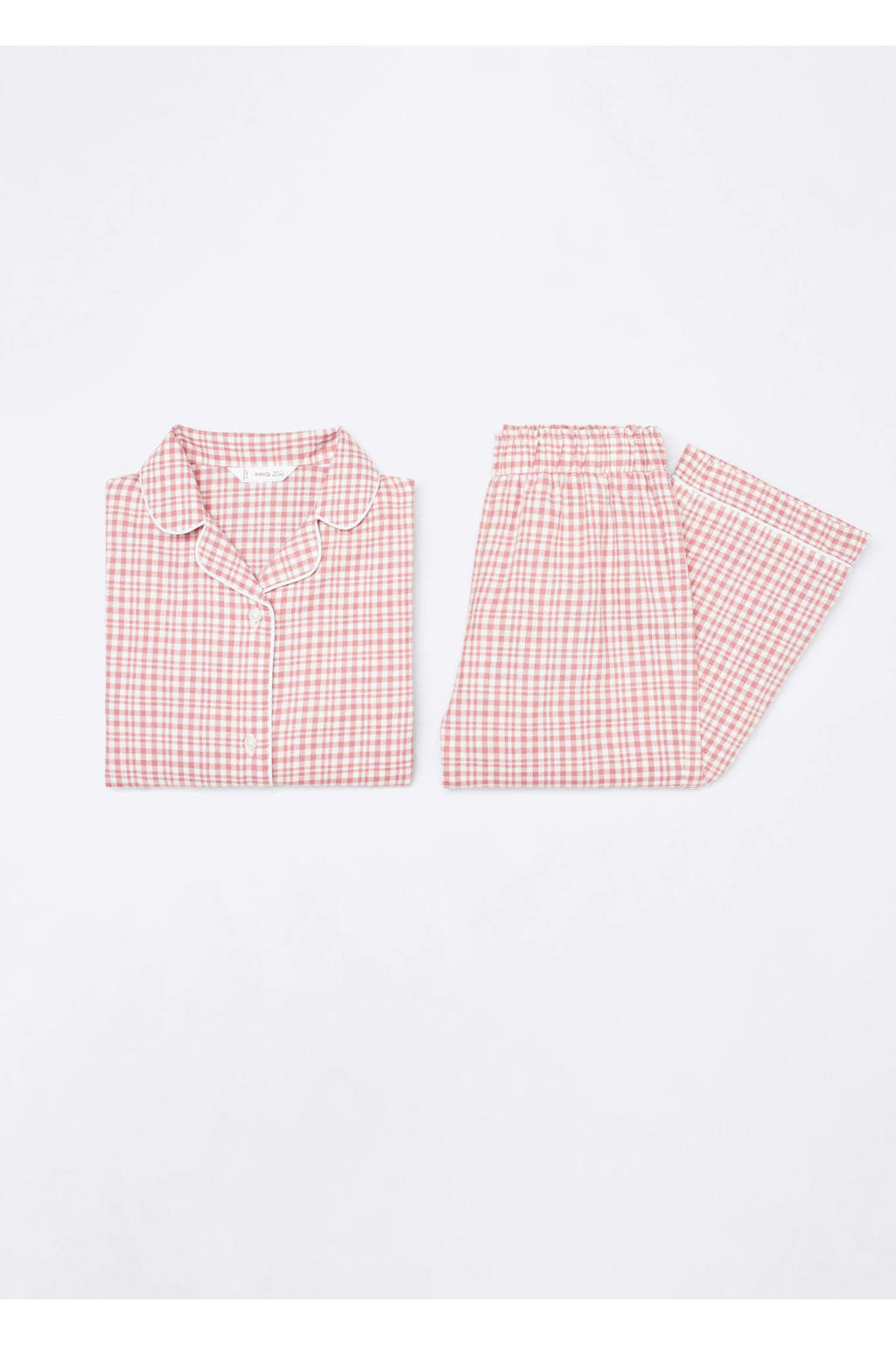 Mango Kids geruite pyjama roze/wit | wehkamp