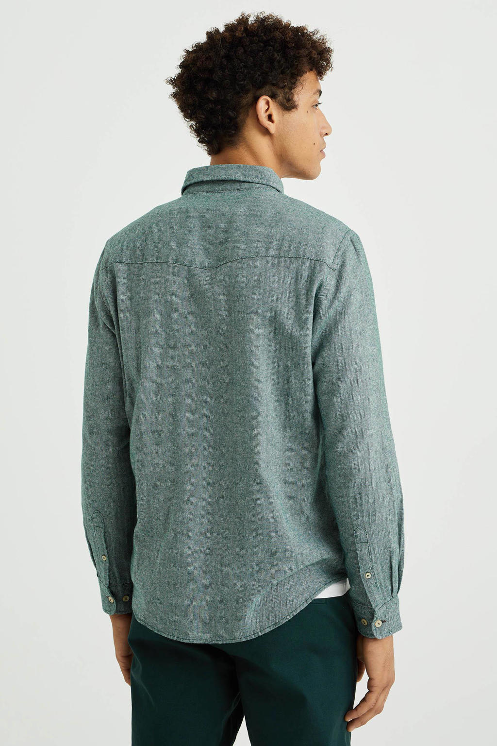 WE Fashion flanellen regular fit overhemd groen | wehkamp