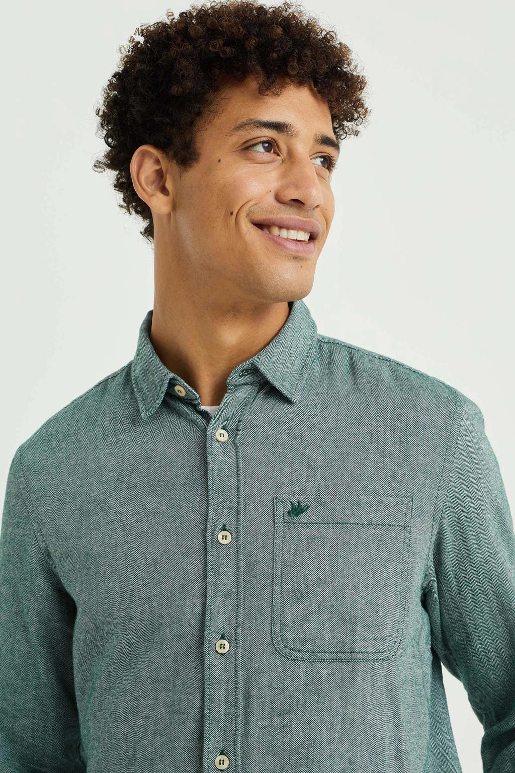 WE Fashion flanellen regular fit overhemd groen | wehkamp