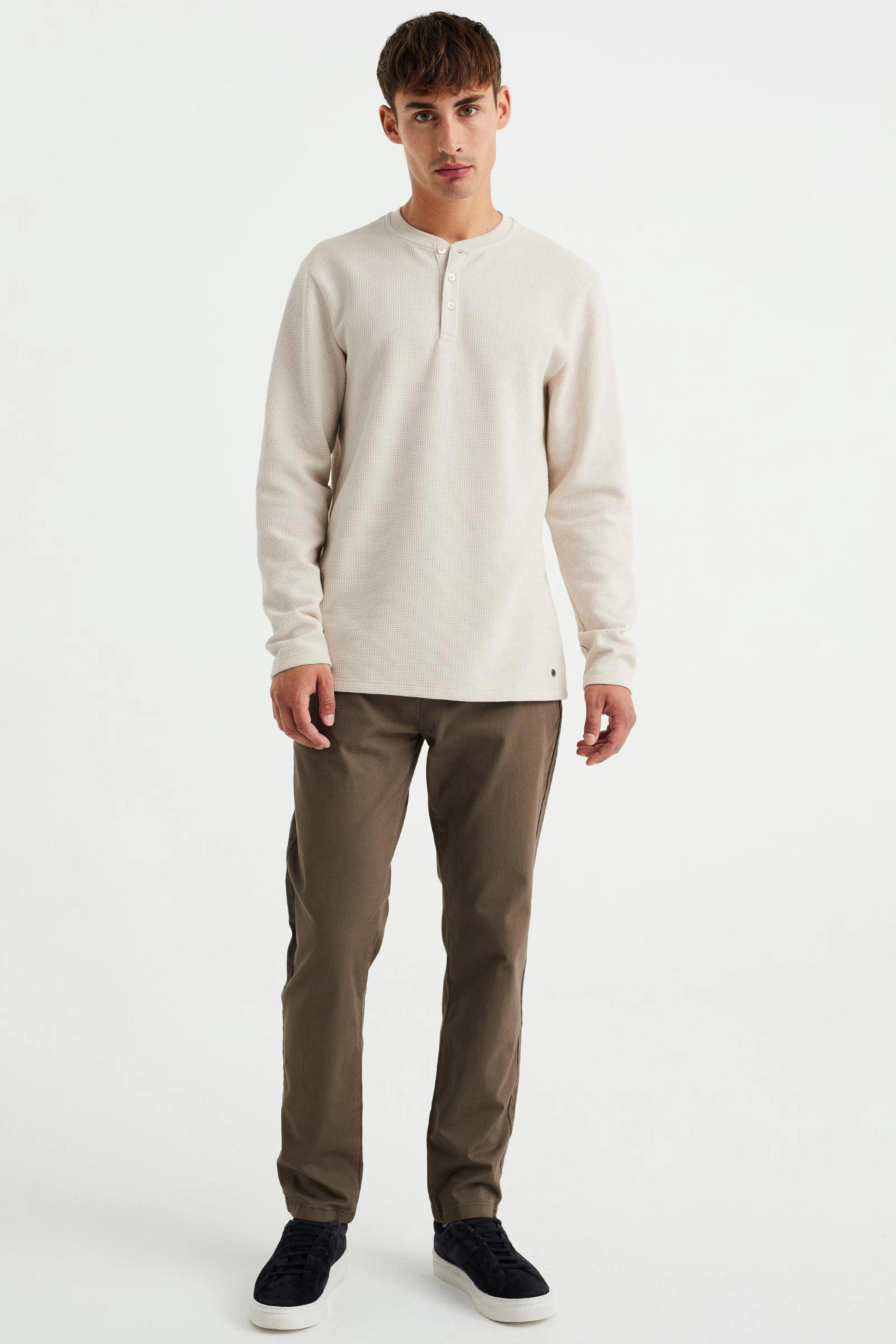 WE Fashion regular fit longsleeve met textuur moonbeam | wehkamp