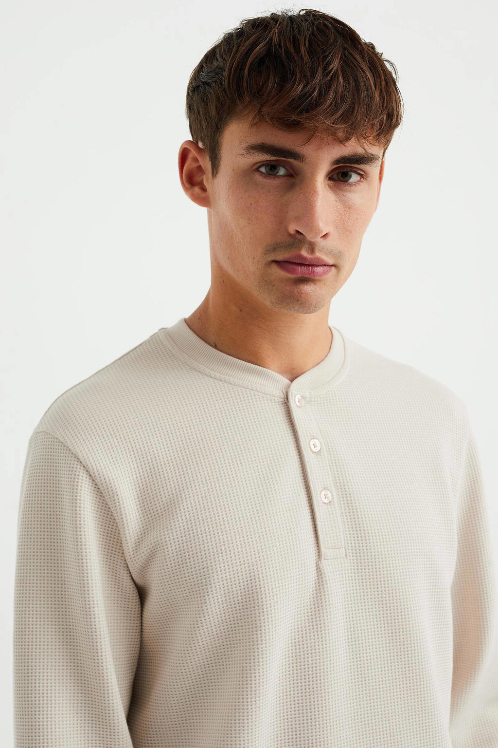 WE Fashion regular fit longsleeve met textuur moonbeam | wehkamp