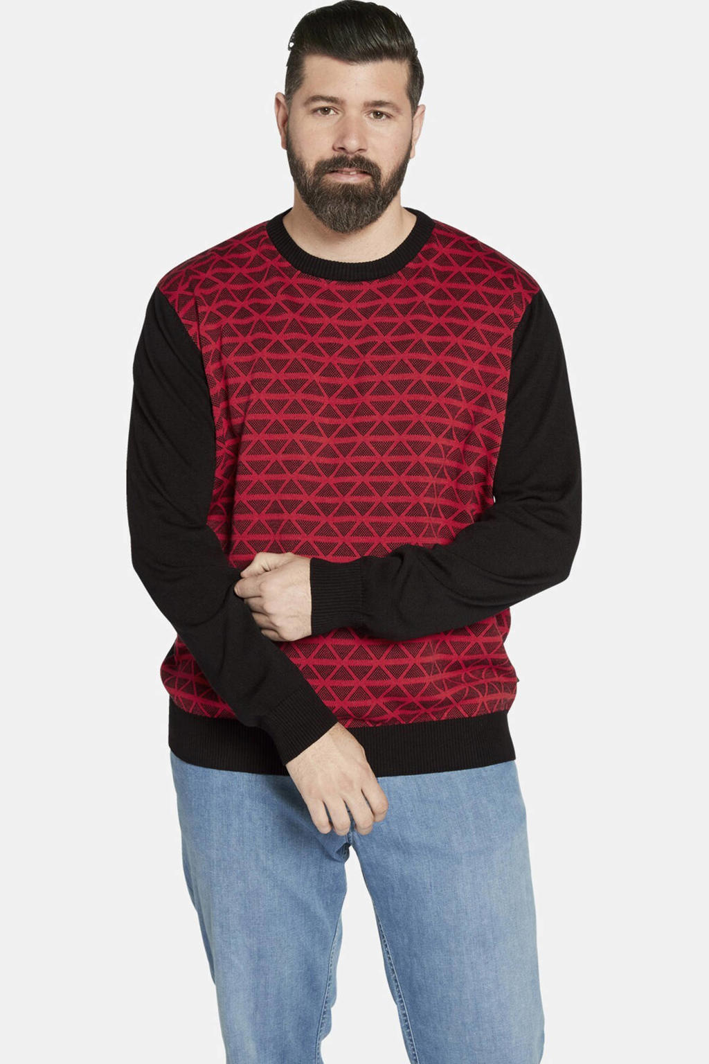 Charles Colby +FIT Collectie trui EARL ALAN Plus Size zwart/rood | wehkamp