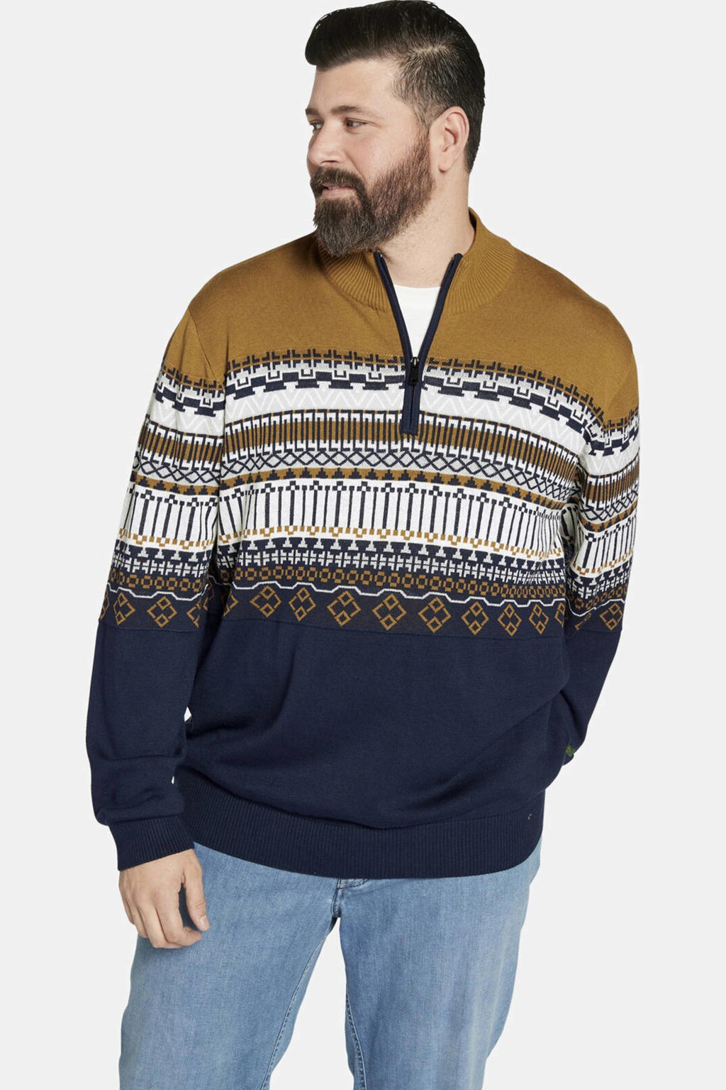 Charles Colby +FIT Collectie trui EARL SENAN Plus Size donkerblauw ...