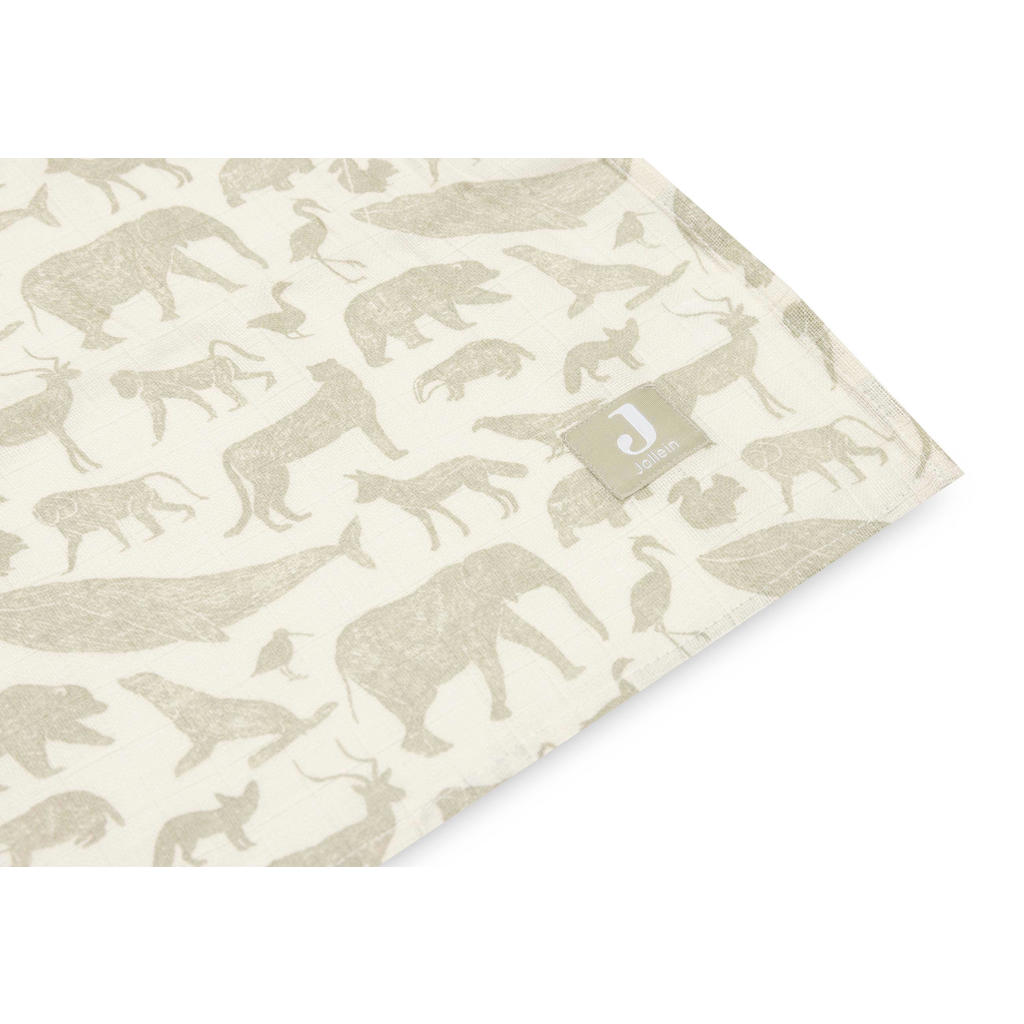 Jollein hydrofiele doek large 115x115cm Animals - set van 2 Olive Green ...