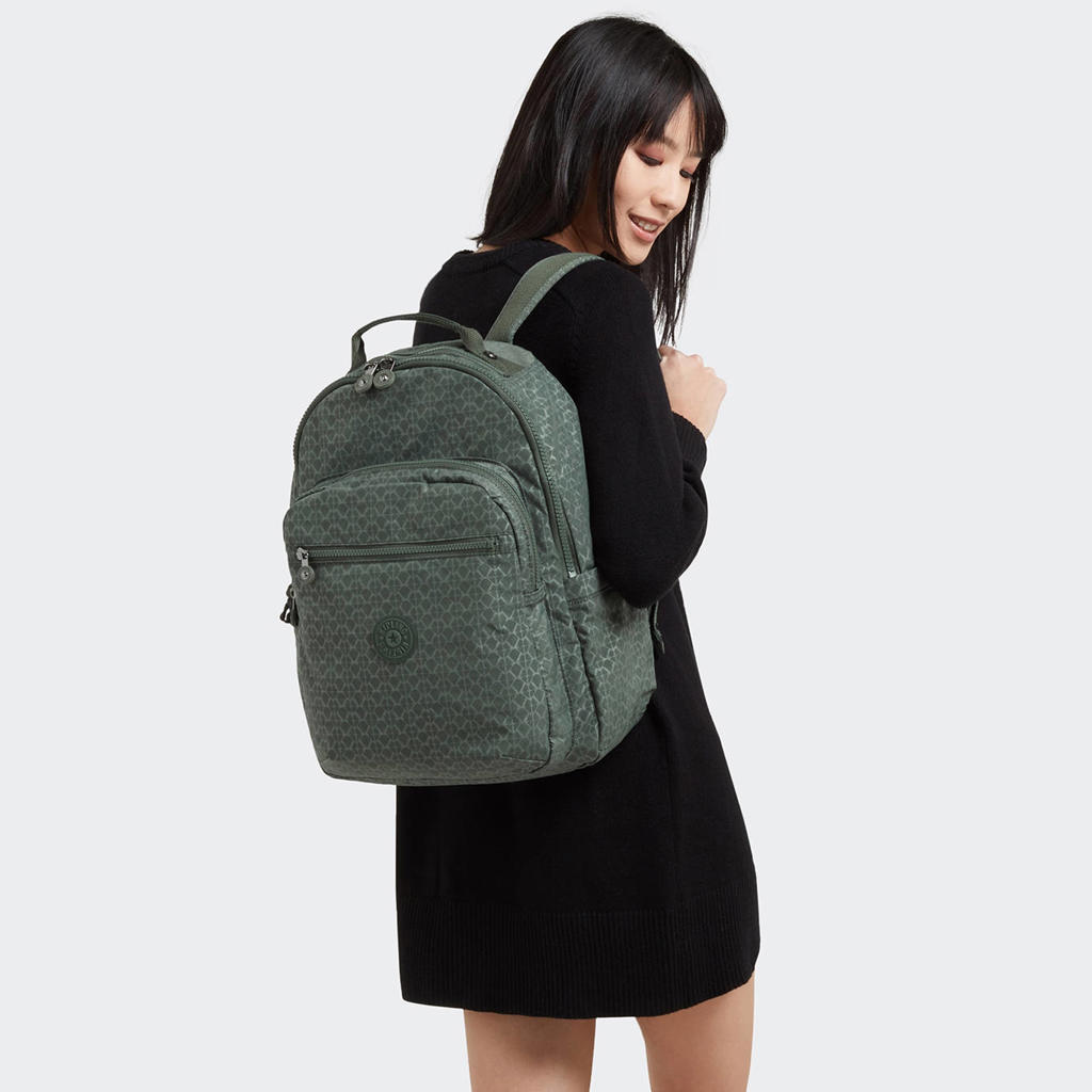 Kipling rugzak Seoul signature green | wehkamp