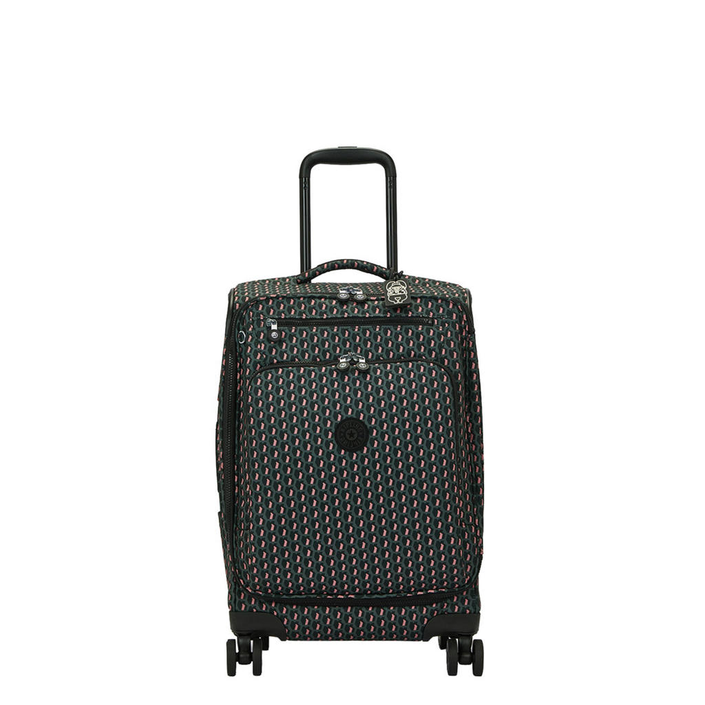 Kipling trolley New Youri 55 cm. zwart/roze | wehkamp