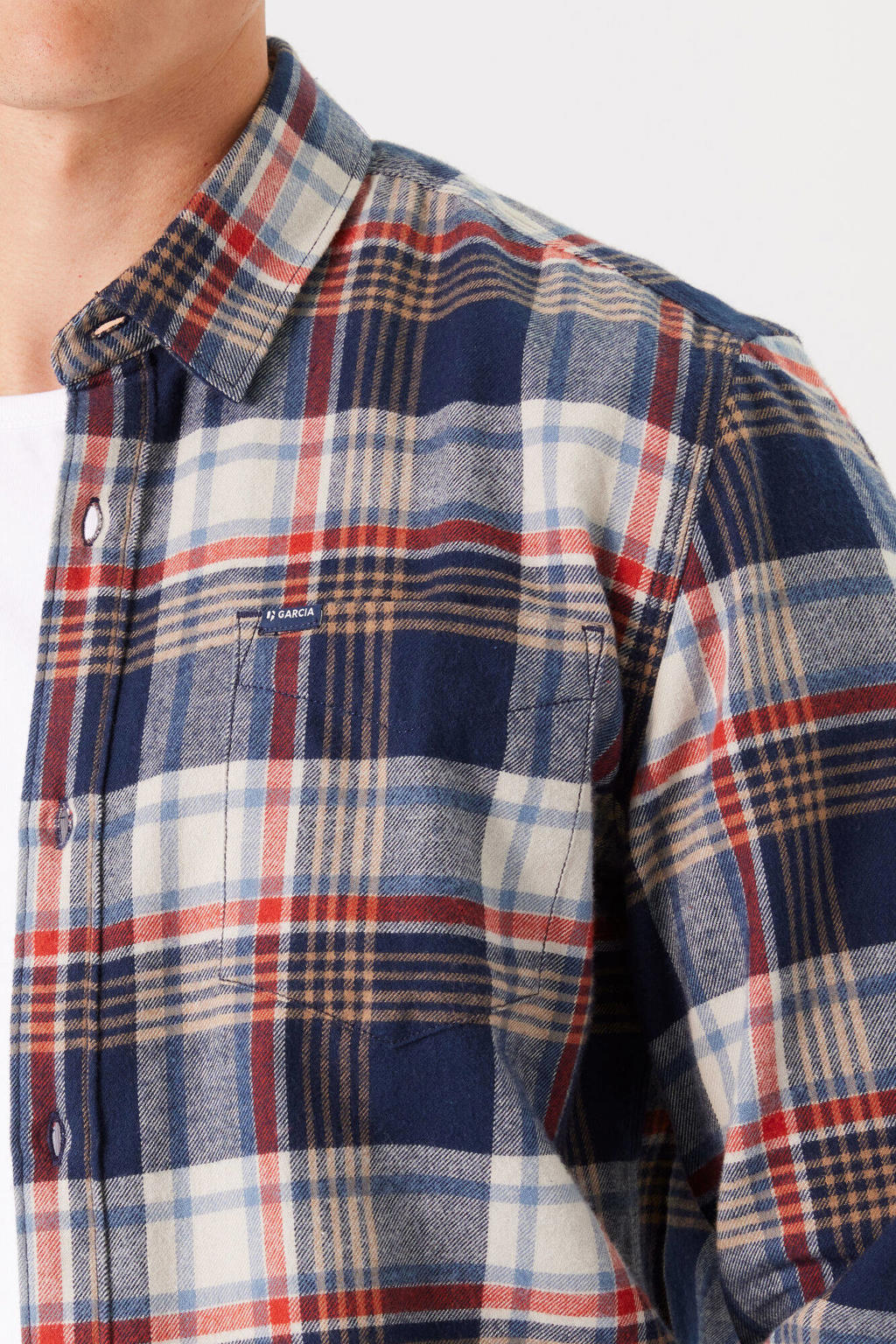 Garcia geruit flanellen regular fit overhemd kit | wehkamp