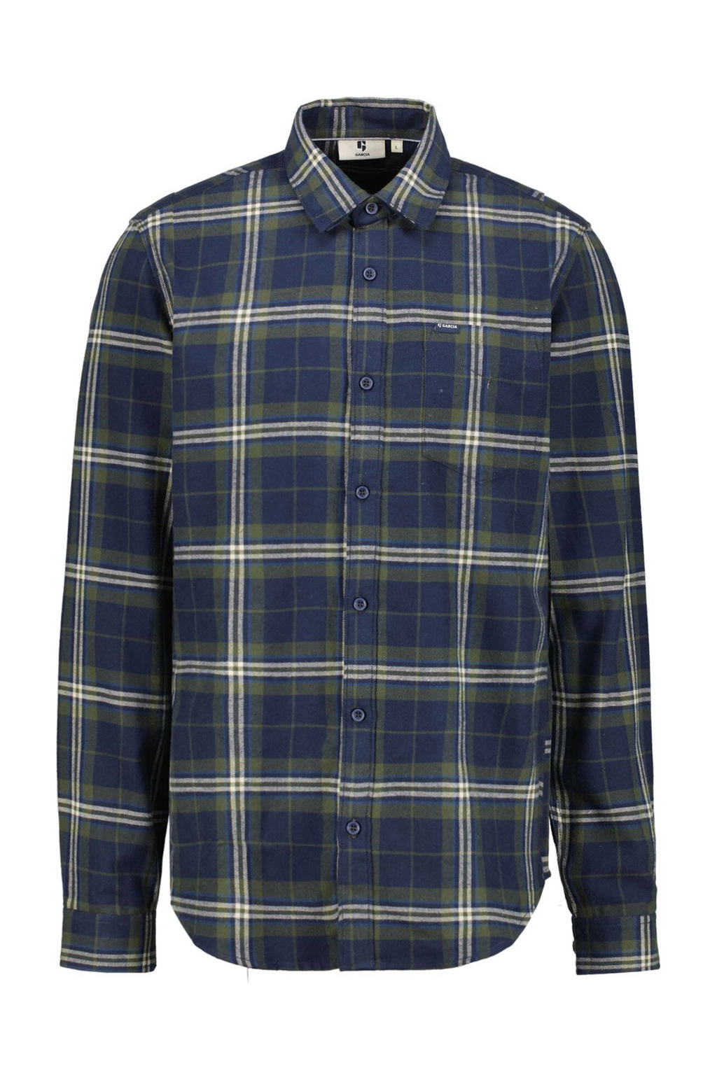 Garcia geruit flanellen regular fit overhemd dark moon | wehkamp