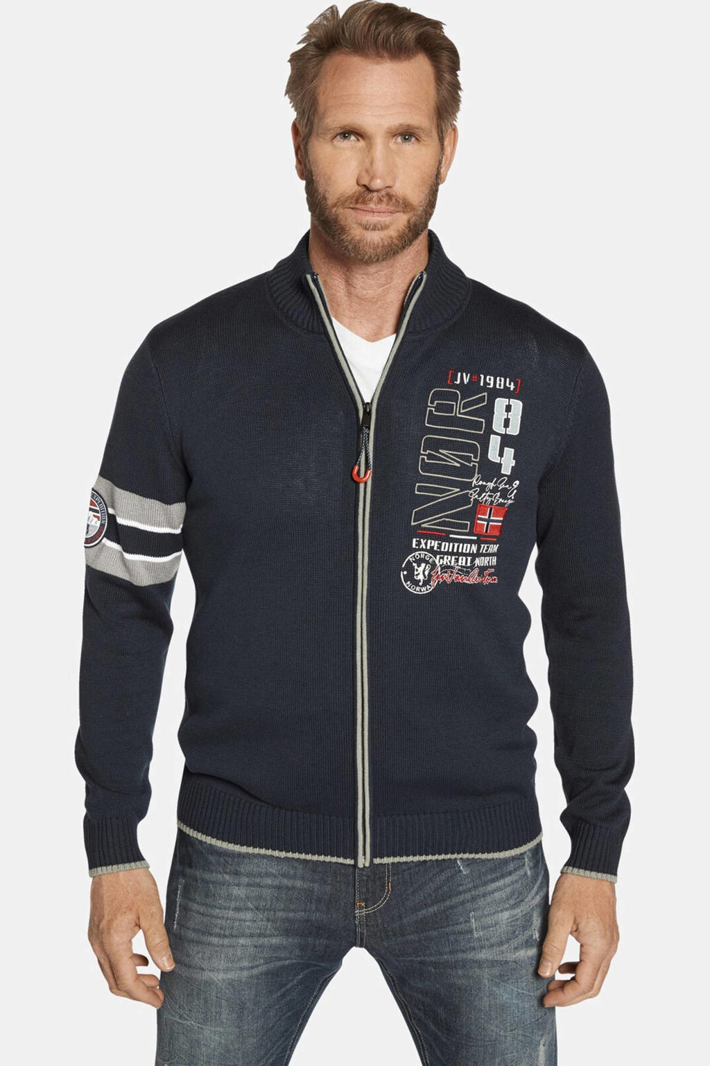 Jan Vanderstorm +FIT Collectie vest ROLUF Plus Size met printopdruk ...