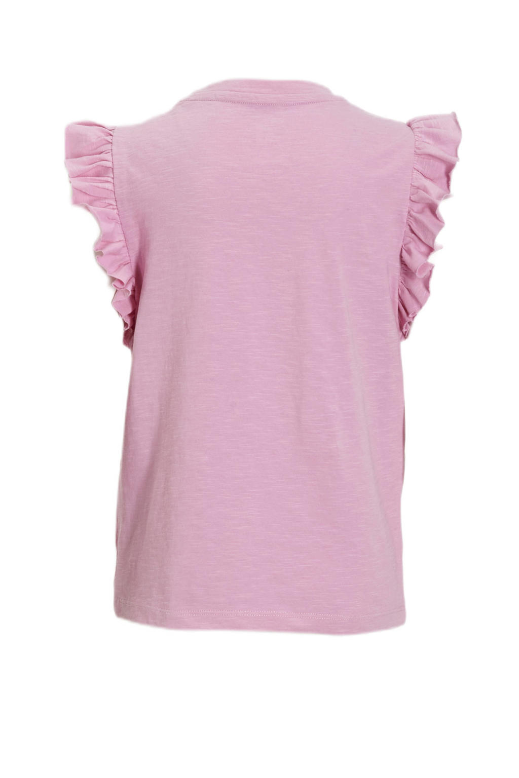 anytime T-shirt met ruffle roze | wehkamp