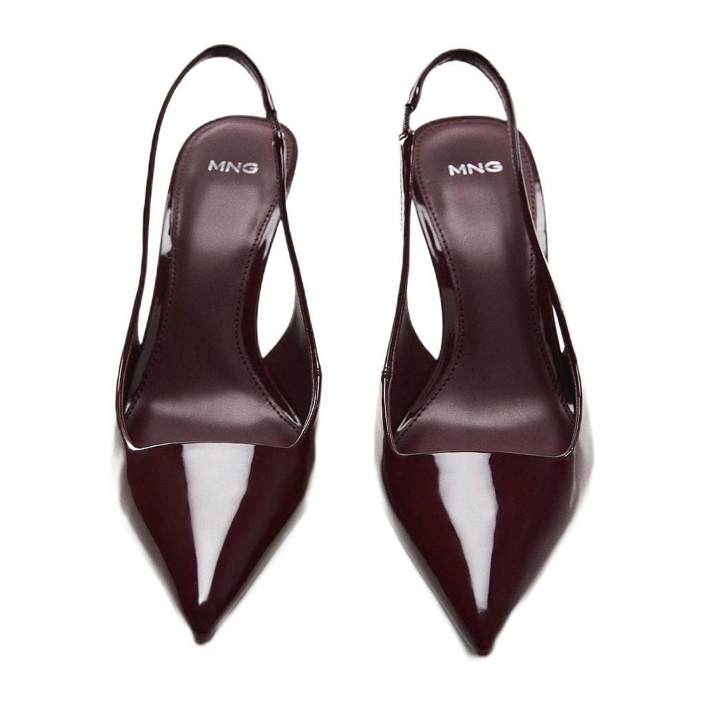 Mango lak slingback pumps donkerrood | wehkamp