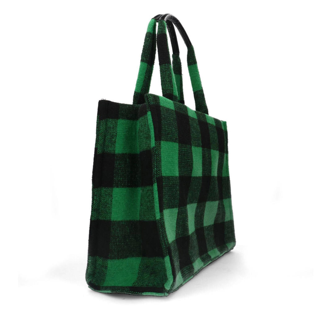 Sacha geruite shopper zwart/groen | wehkamp