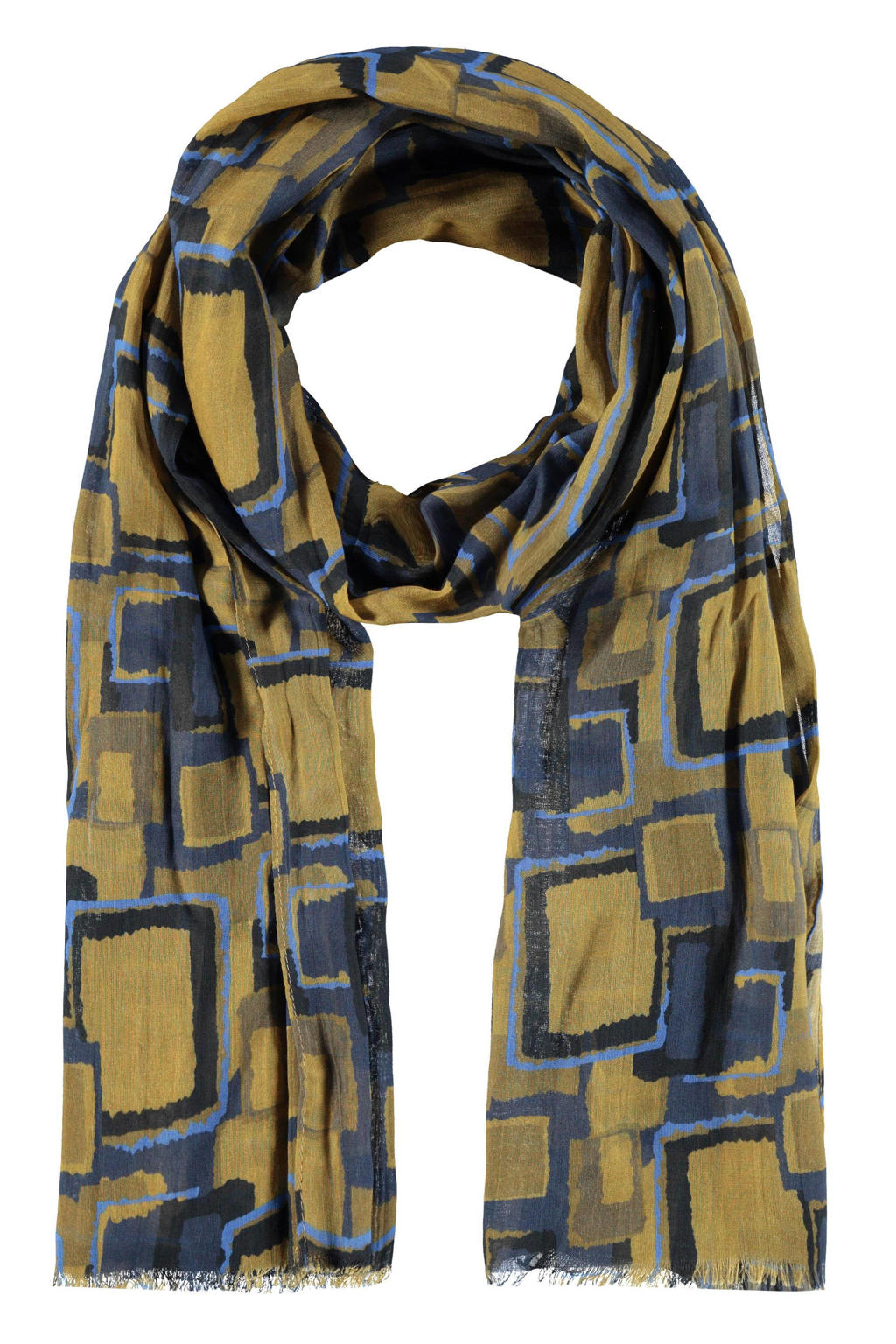 Claudia Sträter sjaal met all-over print geel/blauw | wehkamp