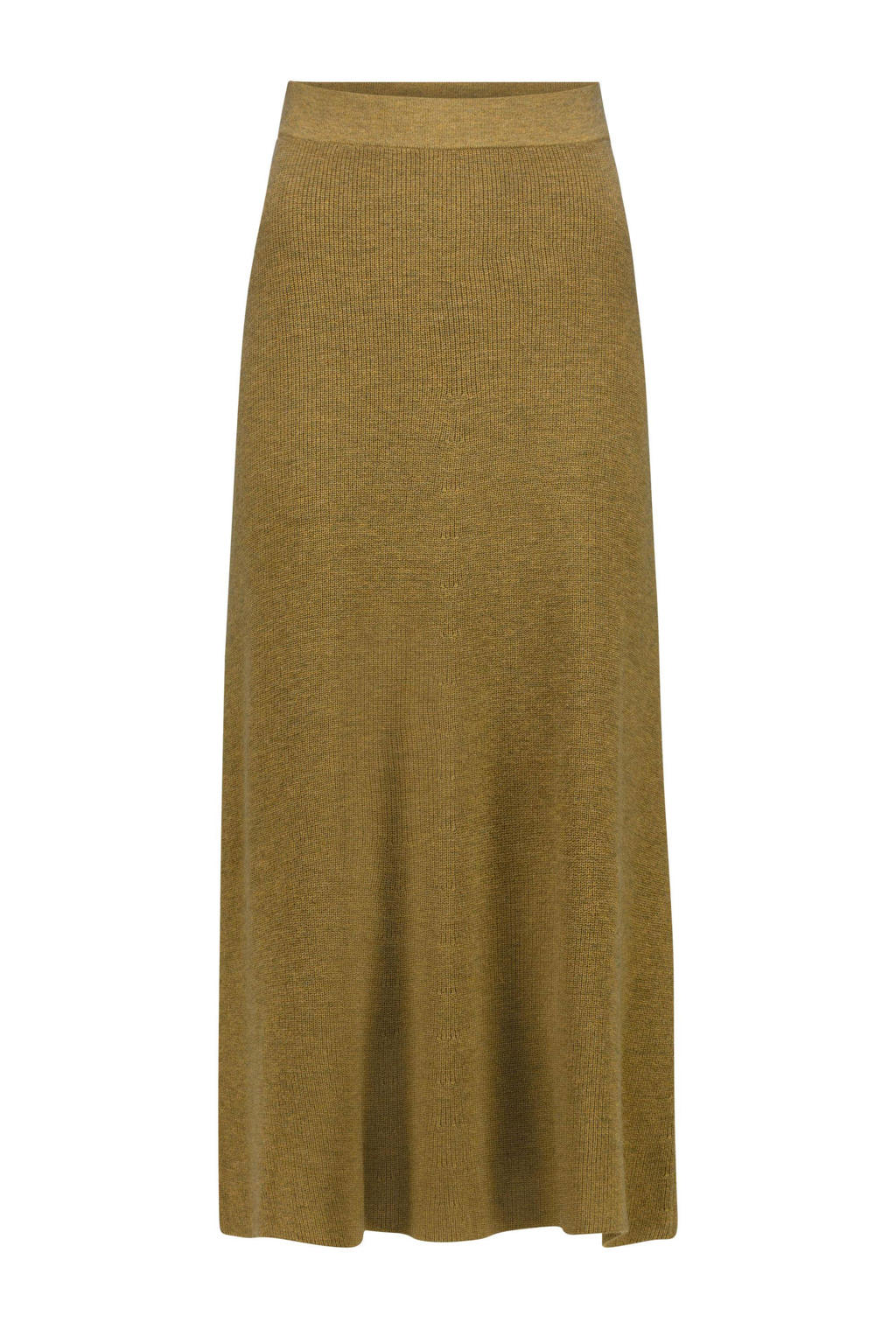 Claudia Sträter gebreide midi rok met wol groen | wehkamp