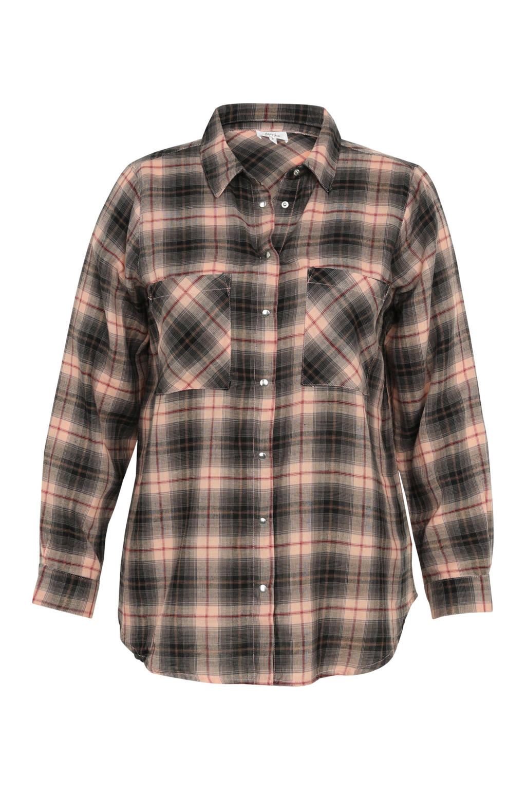 Paprika geruite blouse antraciet/roze | wehkamp