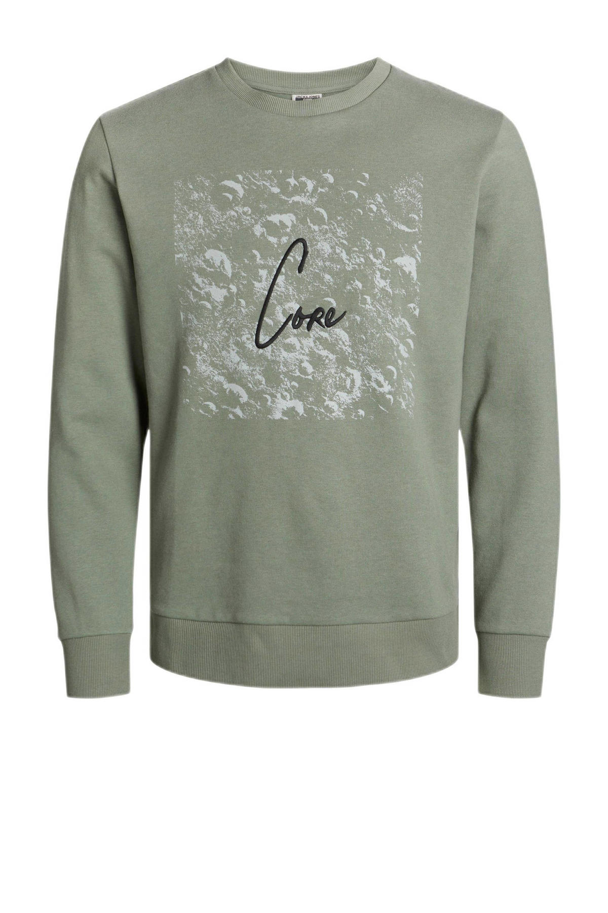 JACK & JONES CORE sweater JCOAOP LUNER met printopdruk lichtgroen | wehkamp