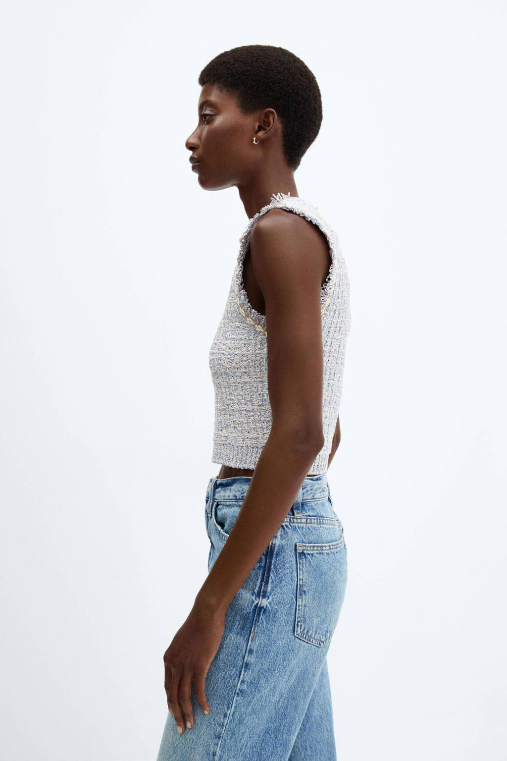 Mango tweed top lichtblauw kopen? | Morgen in huis | wehkamp