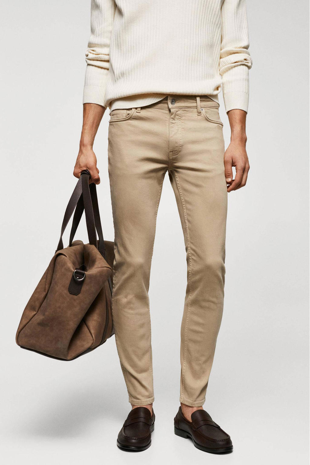 Mango Man slim fit broek lichtbeige | wehkamp