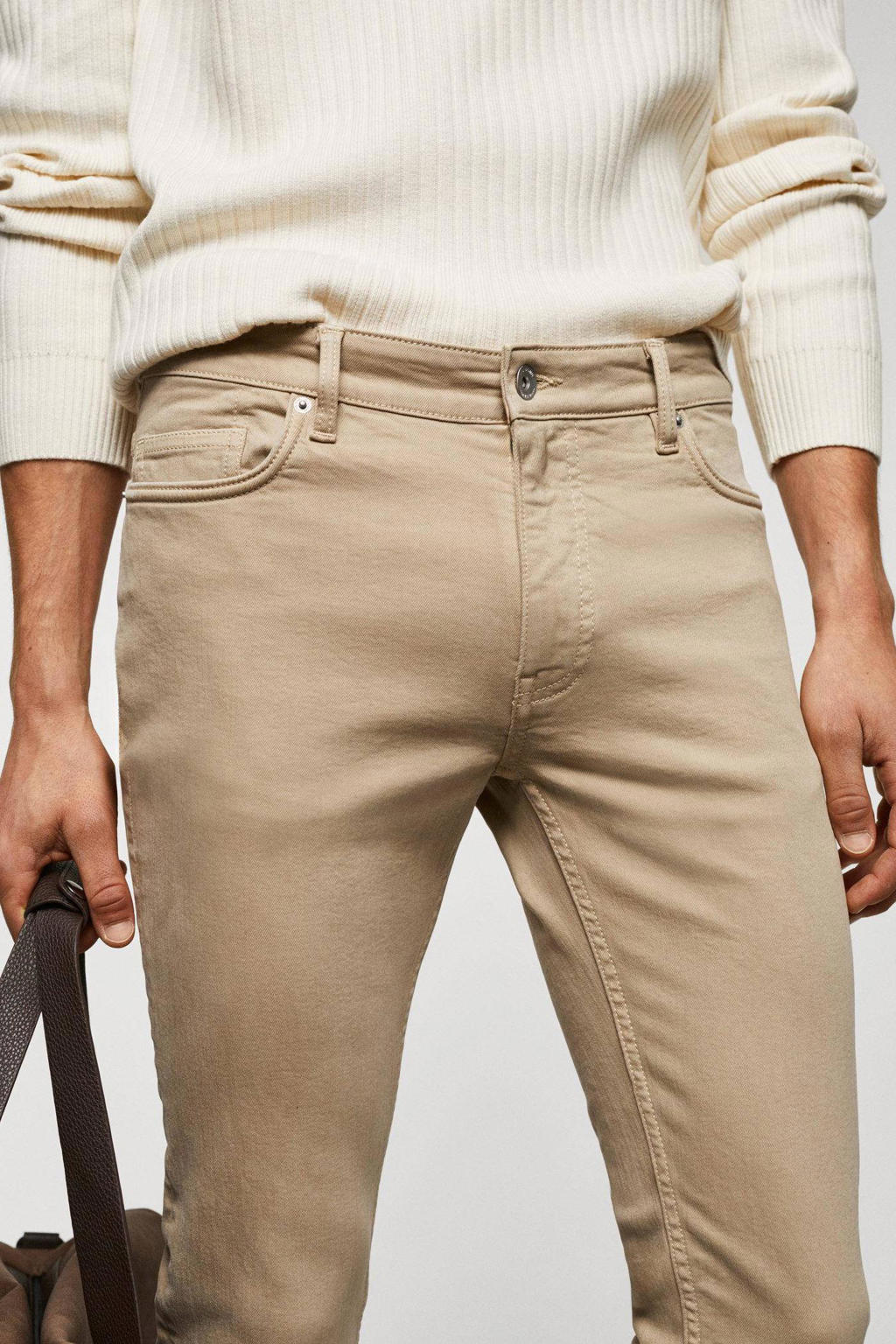 Mango Man slim fit broek lichtbeige | wehkamp