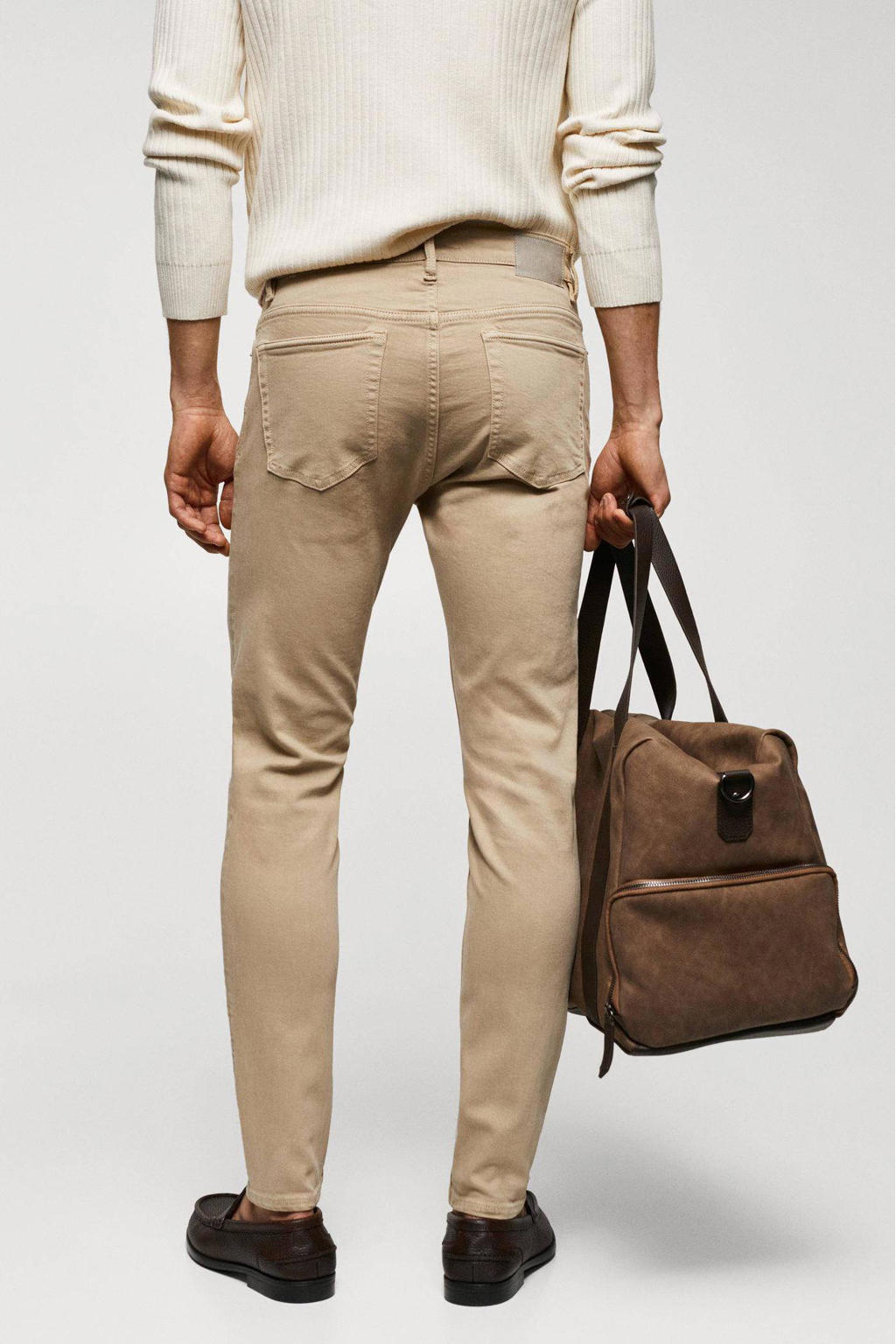 Mango Man slim fit broek lichtbeige | wehkamp