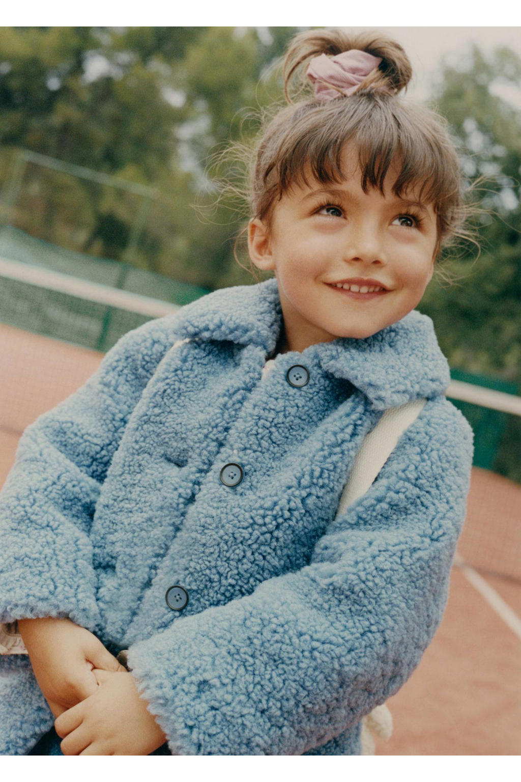 Mango Kids teddy winterjas lichtblauw | wehkamp