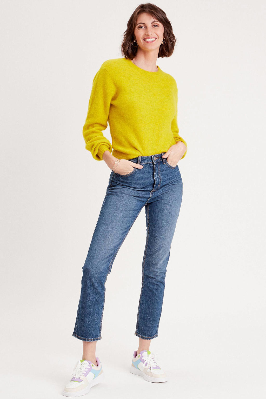 Cache Cache fijngebreide trui met wol geel | wehkamp