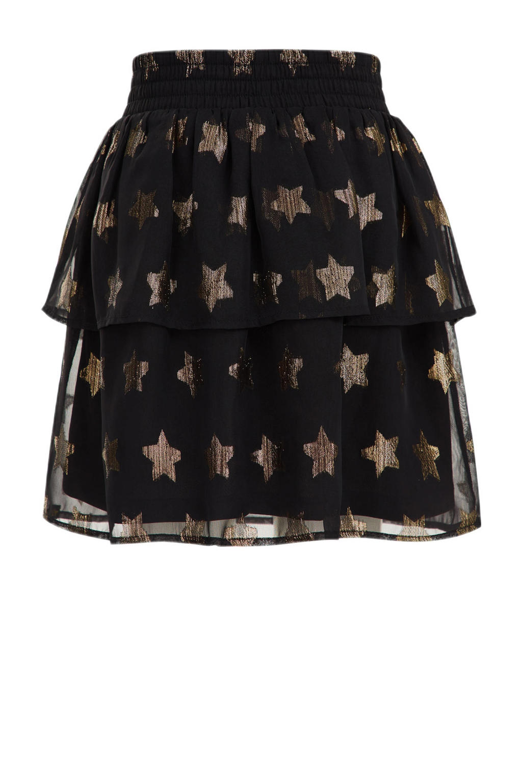 WE Fashion rok met all over print zwart/goud | wehkamp