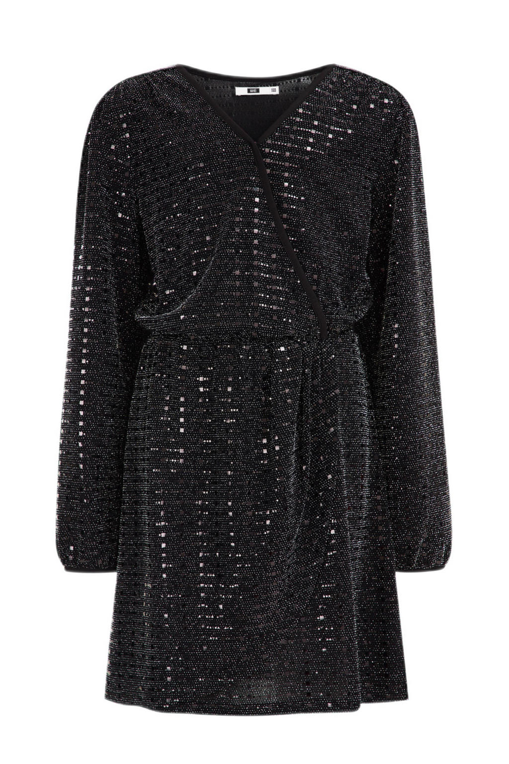 WE Fashion jurk met pailletten zwart/zilver | wehkamp