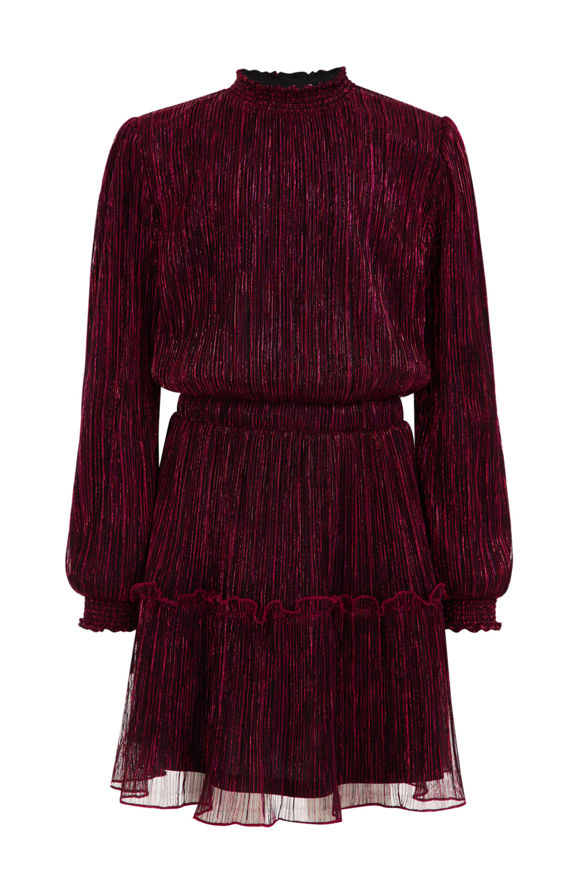 WE Fashion semi-transparante jurk met glitters rood/zwart | wehkamp